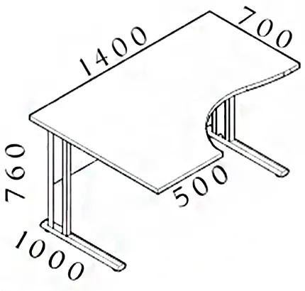 Kancelářský stůl Visio K 140x70/100 cm levý Barva: Javor