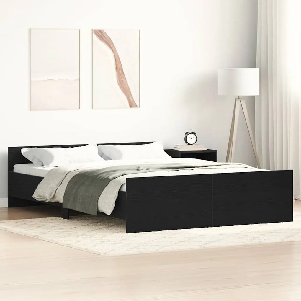 Rám postele bez matrace černý dub 135x190 cm kompozitní dřevo 3329325