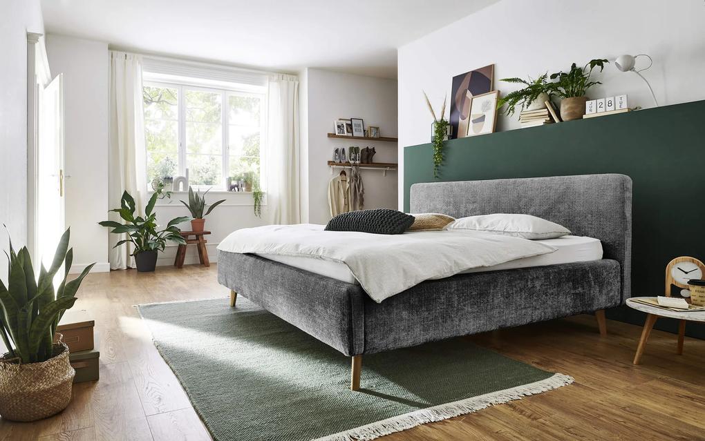 Dvoulůžková postel taupe s úložným prostorem 180 x 200 cm chenille antracit MUZZA