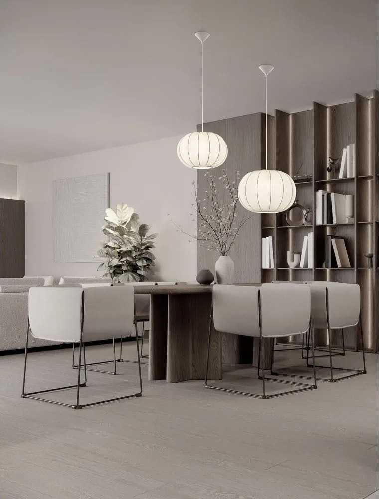 Matně bílé látkové závěsné svítidlo ø 50 cm Delina – Nova Luce