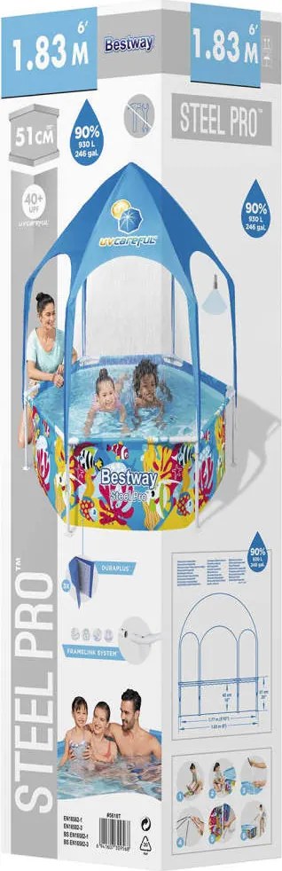 Bestway Nadzemní bazén pro děti s UV ochranou Steel Pro 183 x 51 cm [3202686]