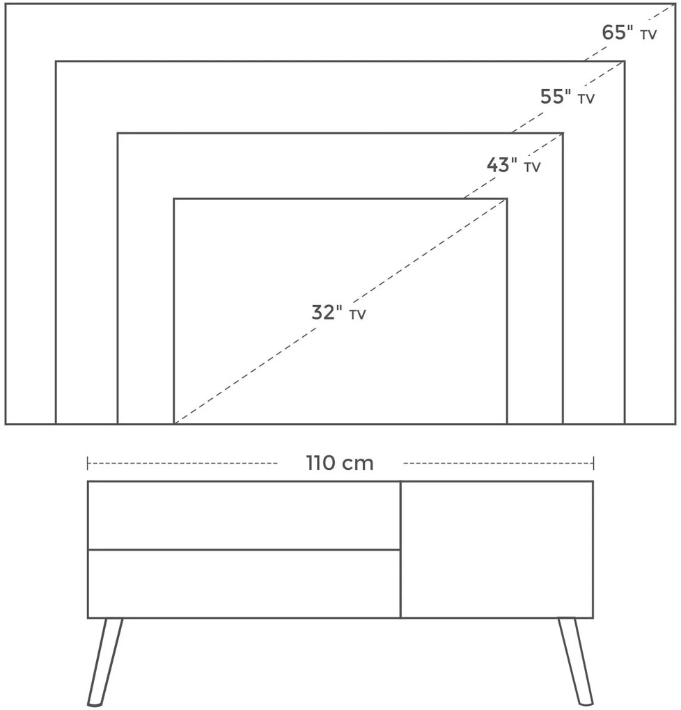 SONGMICS Televizní stolek skandinávský design 110 cm