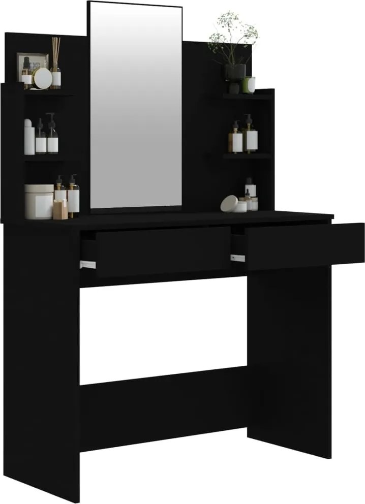 vidaXL Toaletní stolek se zrcadlem 96 x 40 x 142 cm [802832] Barva: Černá