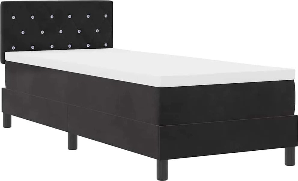 Postel s boxspringem s matrací s čelo Černá 80 x 200 cm samet 3339070