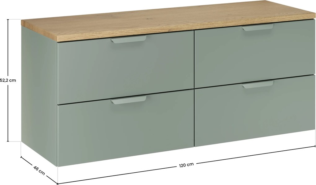 Comad Koupelnová skříňka pod deskové umyvadlo set Aster Green 120 zelená/dub cremona