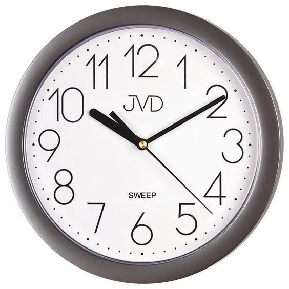 JVD Šedé plastové nástěnné netikající tiché hodiny JVD sweep HP612.25