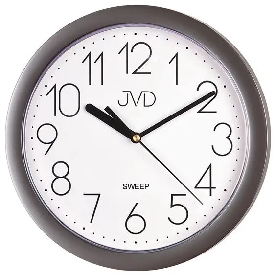 JVD Šedé plastové netikající tiché hodiny JVD sweep HP612.25