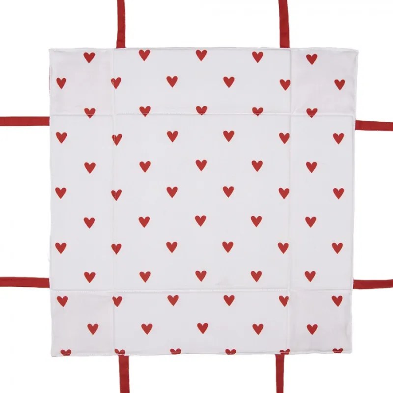 Červeno-bílý bavlněný košík na pečivo se srdíčky Love It – 35x35x8 cm