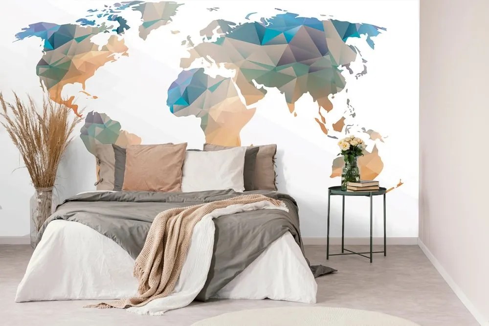 Samolepící tapeta polygonální mapa světa - 300x200 cm