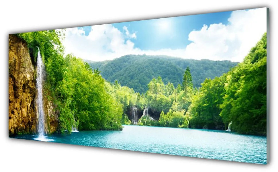 Plexisklo-obraz Hory Les Jezero Příroda 125x50 cm