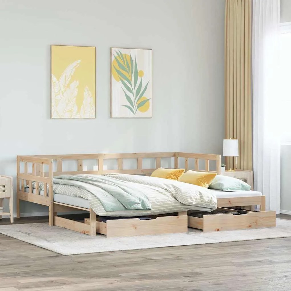 Válenda S Přistýlkou A Zásuvkami Bez Matrace 90X200 Cm Černá