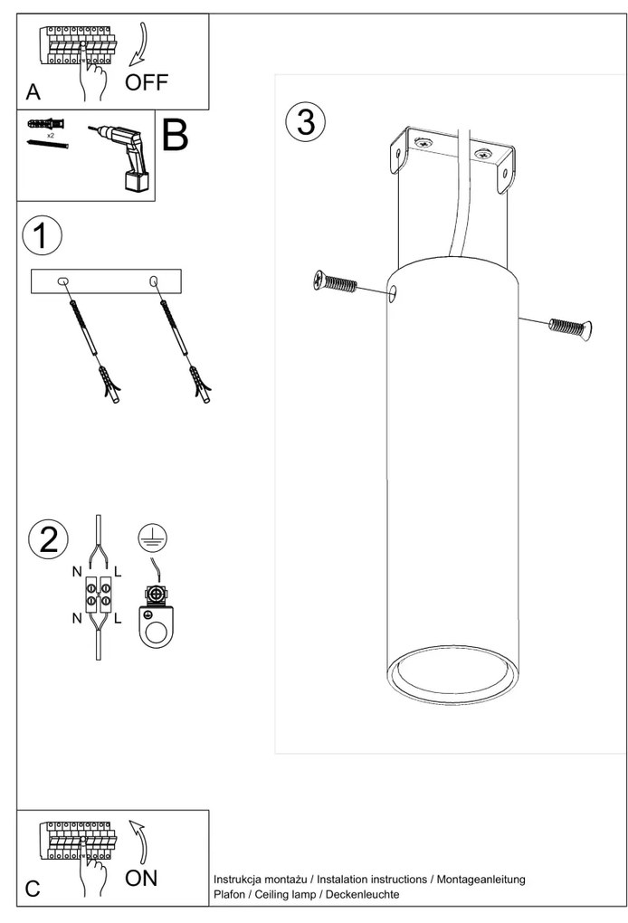 Stropní svítidlo Lagos, 1x černé kovové stínítko, (20 cm)
