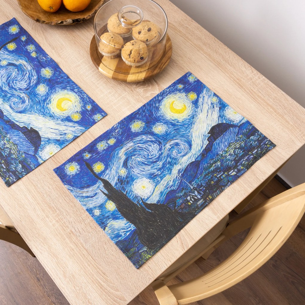 Lenbutik Lněné prostírání 48x32 Vincent Van Gogh Hvězdná noc I/ Starry night I