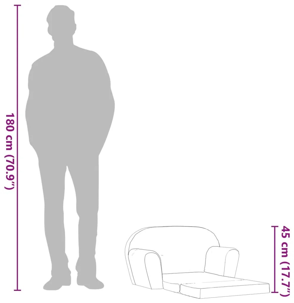 vidaXL Marketos Dětská rozkládací pohovka / lehátko, šedá