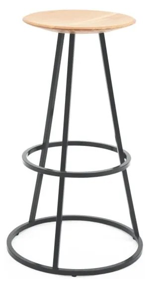 BonamiBarová stolička s dubovou deskou a šedou kovovou konstrukcí HARTÔ Gustave, výška 65 cm