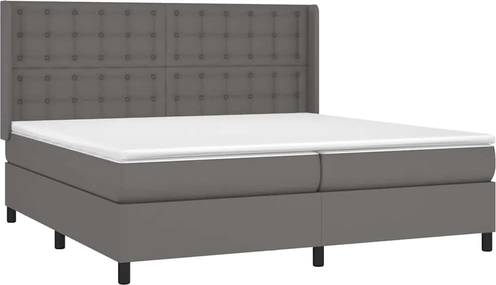 Box spring postel s matrací šedá 200x200 cm umělá kůže 3132523