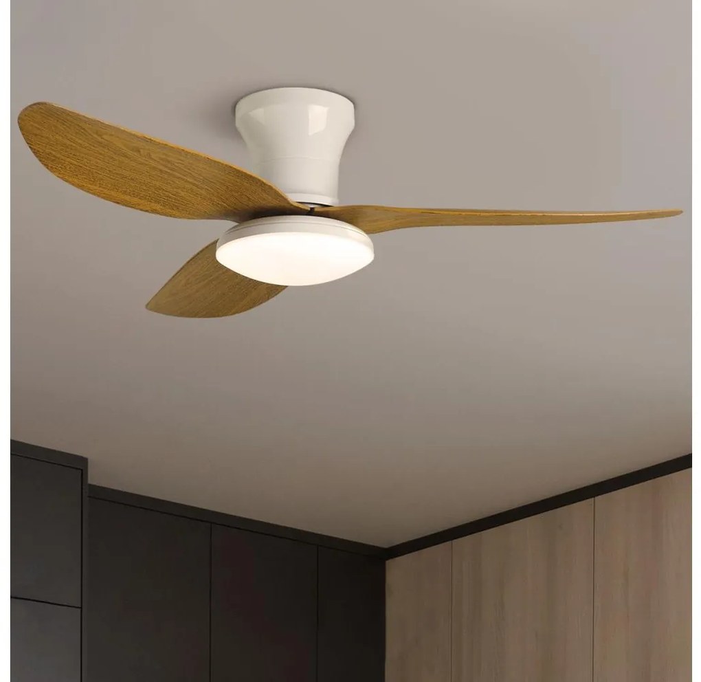 Brilagi-LED Stmívatelný stropní ventilátor LED/30W/230V 3000-6500K bílá/hnědá+DO WF-OSD-009-WHW