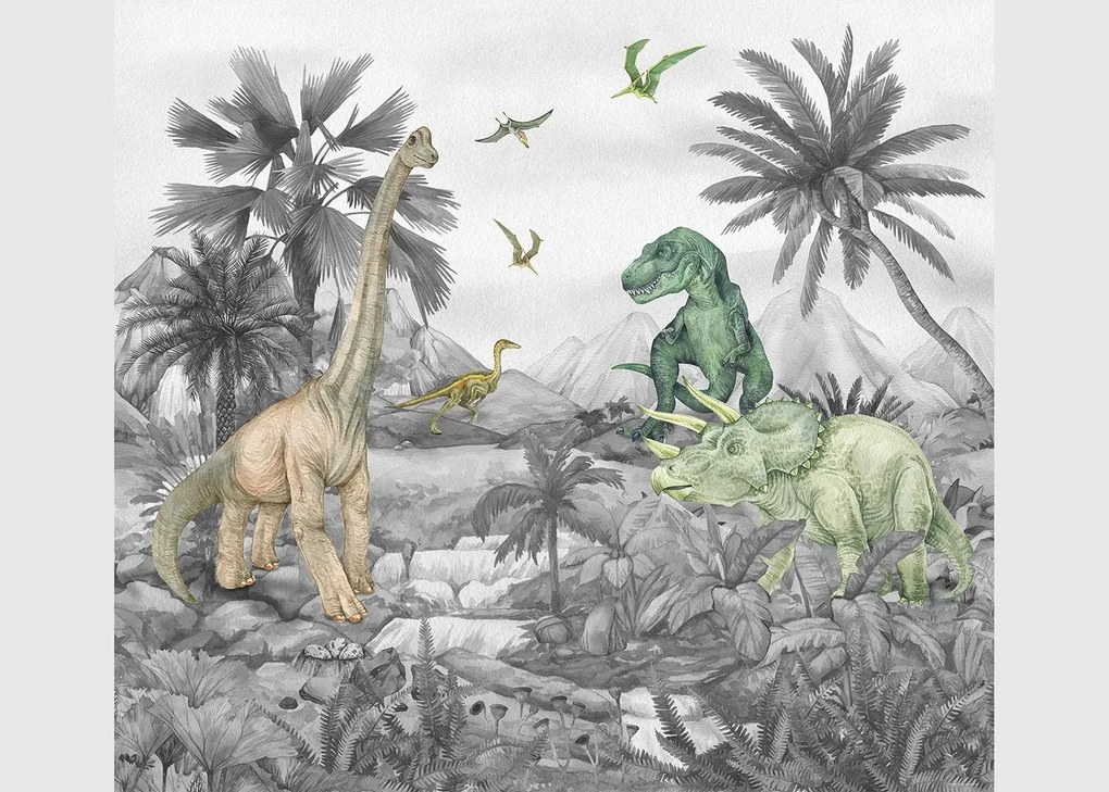 Dětská vliesová fototapeta na zed' Dino | 300 x 270 cm | DDTD4P5091