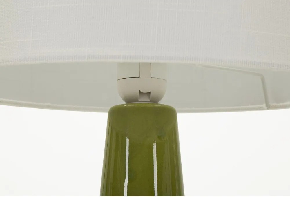 Bílá/zelená keramická stolní lampa s textilním stínidlem (výška 51,5 cm) Gress – Mauro Ferretti
