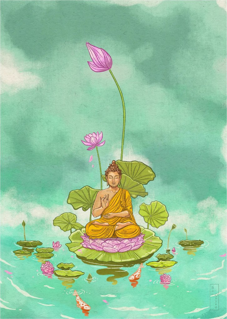 Bao Quyen | Buddhism Rám: Černý, Velikost: 60 x 40 cm