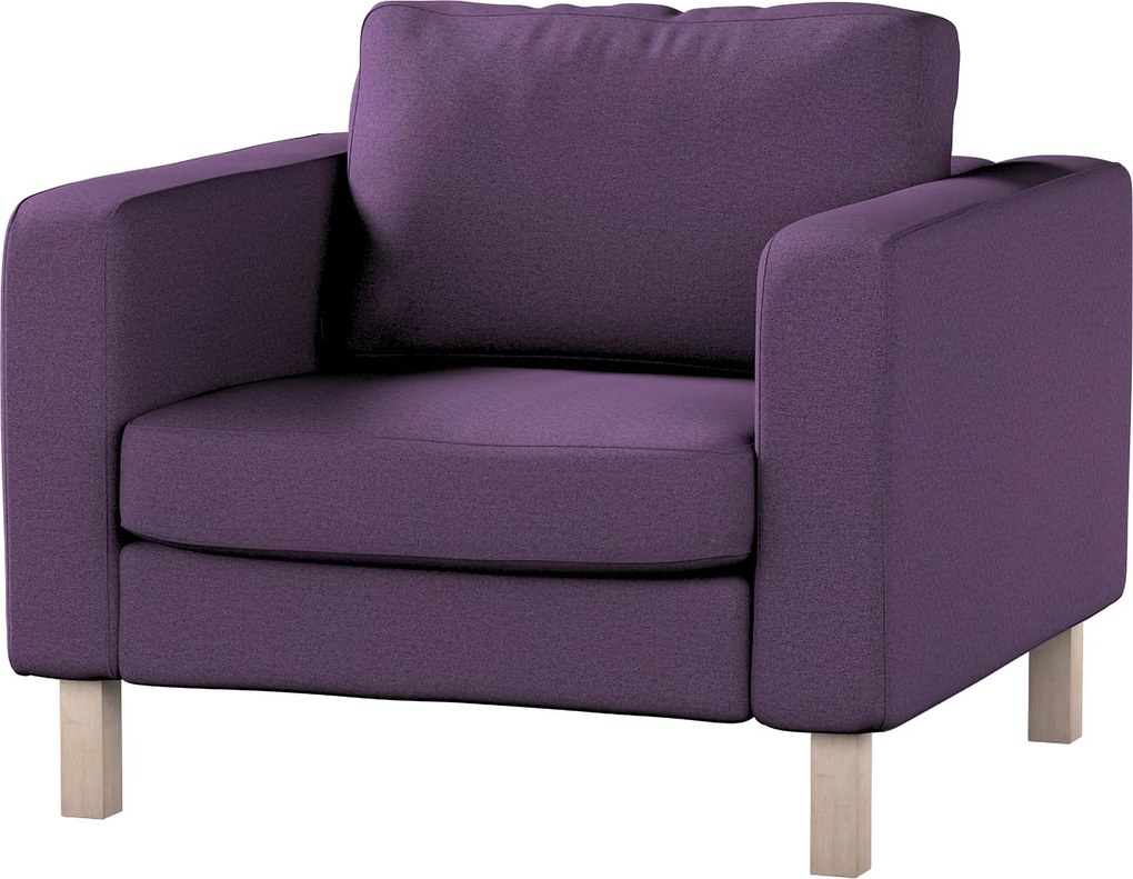 Potah na křeslo IKEA Karlstad, krátký barva fialová látka pletený vzor