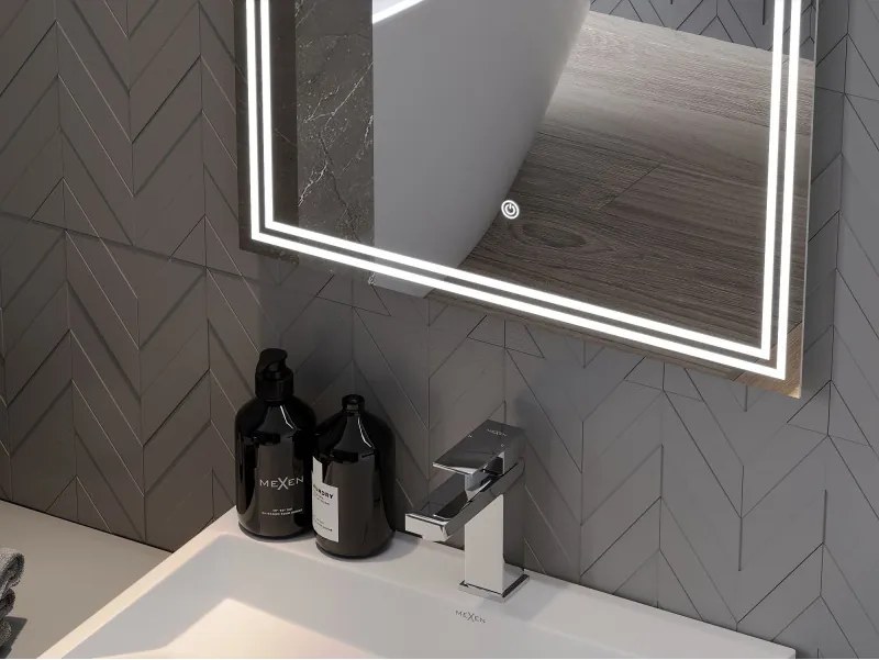 Mexen Taco, LED koupelnové zrcadlo s podsvícením 60x80 cm, 6000K, ochrana proti zamlžování, 9805-060-080-611-00