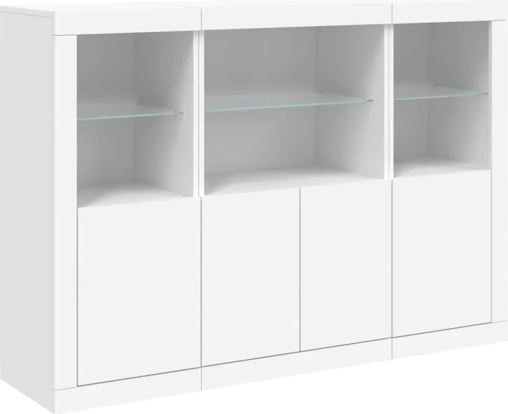 Příborníky s LED osvětlením 3 ks bílé kompozitní dřevo 3209107