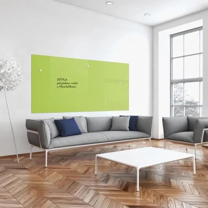 Zelená pistáciová skleněná pracovní a kancelářská tabule Smatab® - 100 × 200 cm