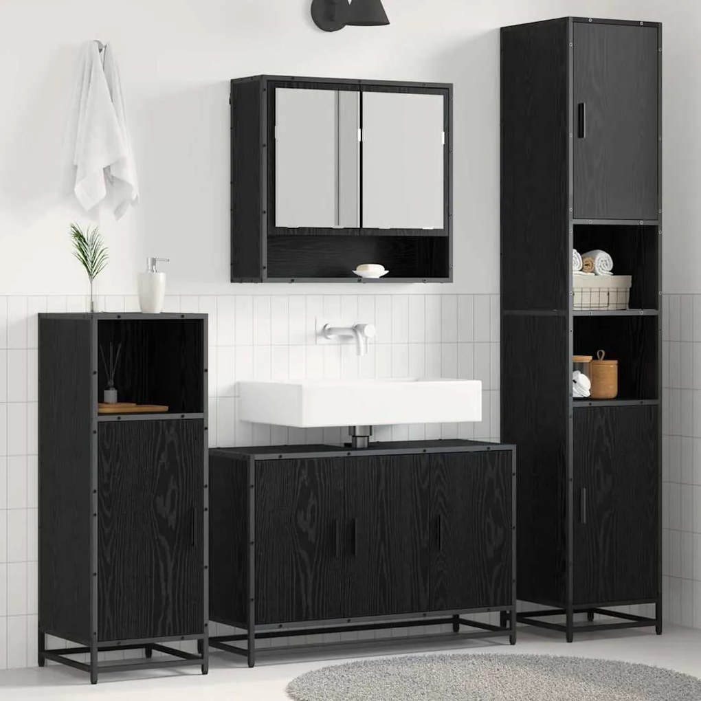 Sada koupelnového nábytku 4 ks Černý dub 35 x 37,5 x 188,5 cm 3402443