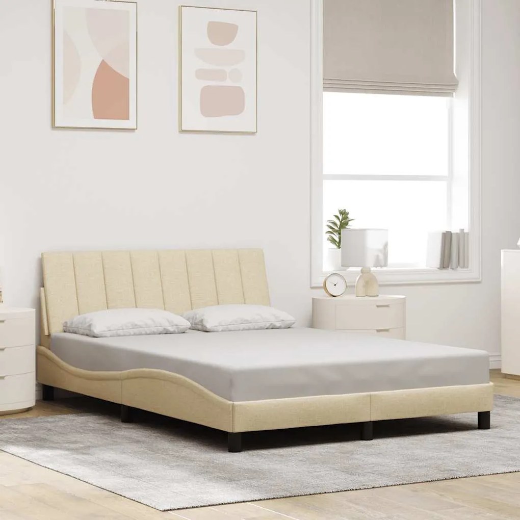 Rám postele bez matrace Hanko krémový 140 x 190 cm textil 3310459