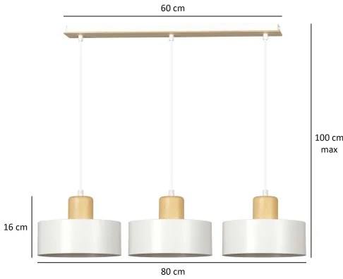 Lustr na lanku TORIN 3xE27/15W/230V bílá