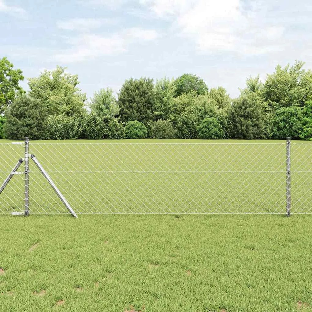 Oplocení na řetězcích se upevňuje na zem 10 x 0,8 m Stříbrná 3351124