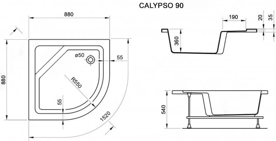 ARTTEC CALYPSO 90 x 90 cm - Sprchový box model 1 grape sklo PAN04629
