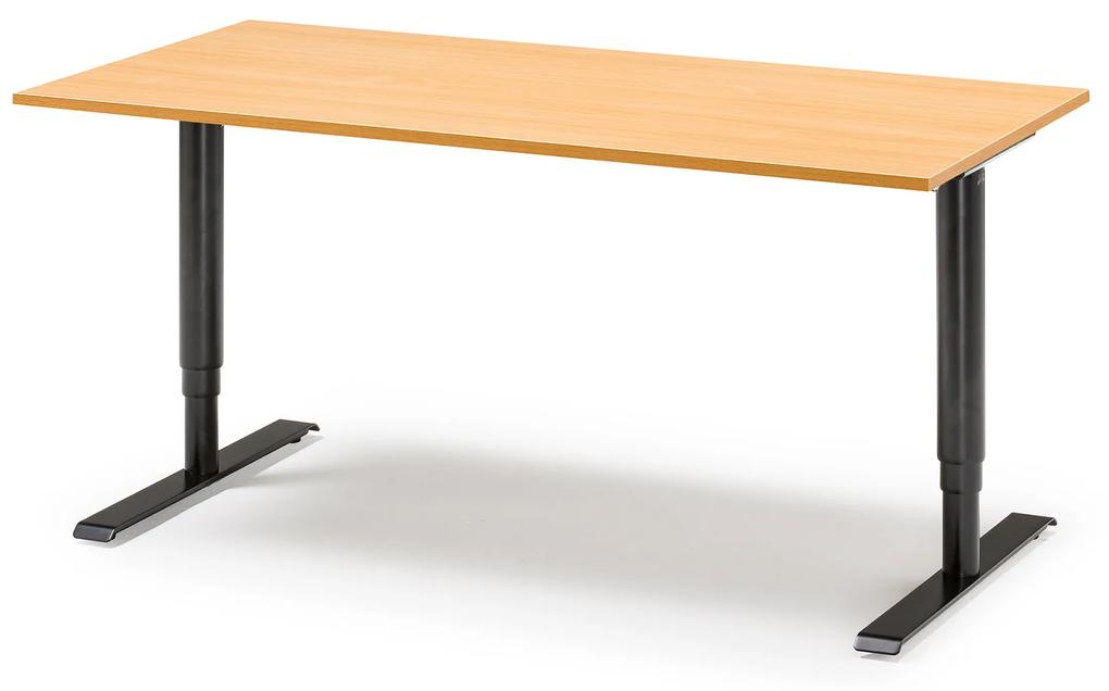 AJ Produkty Výškově nastavitelný stůl, 1600x800 mm, dýha - buk, černá