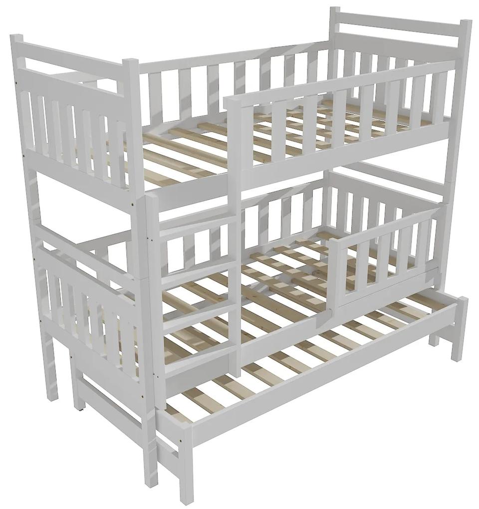 Vomaks Patrová postel s výsuvnou přistýlkou PPV 008 se zábranou Rozměr: 80 x 200 cm, Barva: barva šedá, Prostor mezi lůžky: 80 cm