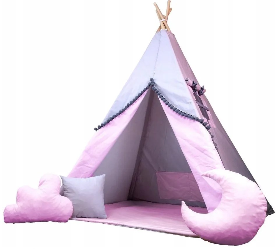Dětský stan TEEPEE (TÝPÍ) SOFT s doplňky - RŮŽOVÝ