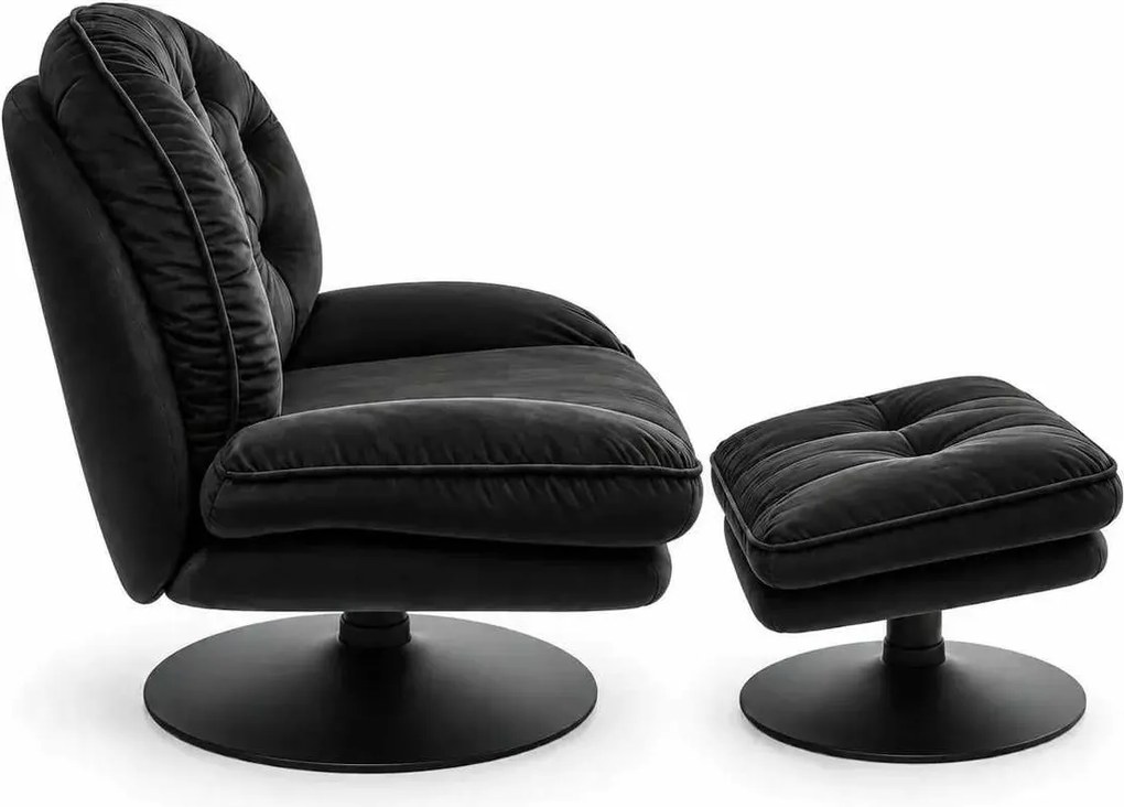 LuxuryForm DESIGN Otočné křeslo LUNA s podnožkou - černé