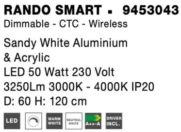 LED lustr Rando Smart 60 bílé