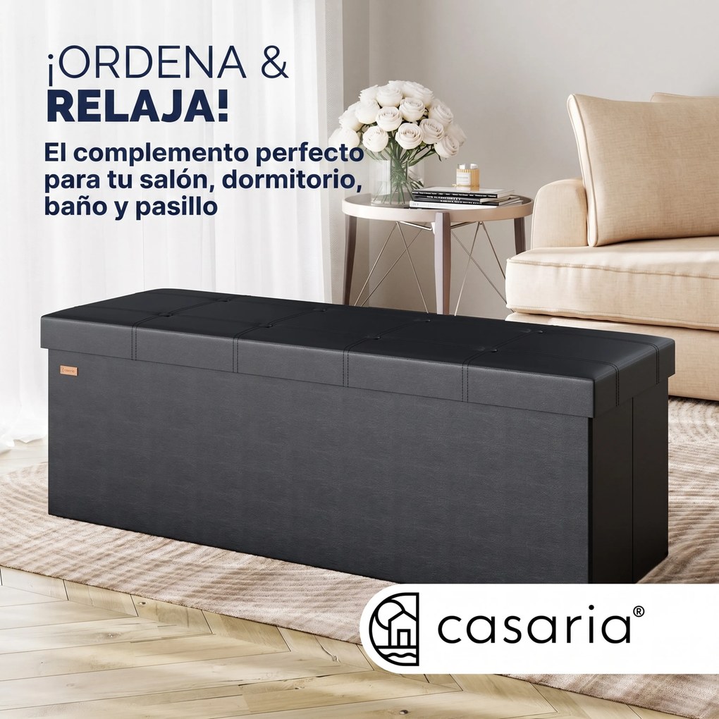 Lavice s úložným prostorem černý 115x38x38cm s úložný prostor skládací