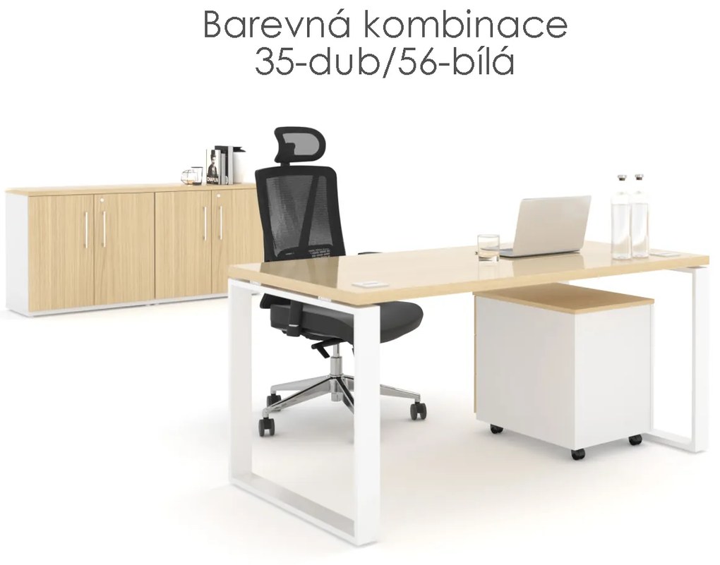 NABYTEK-DESIGNOVY.CZ - DEB1280U - Kancelářský stůl EPIC, 120/140/160/180cm, kovová podnož U, dub/černá