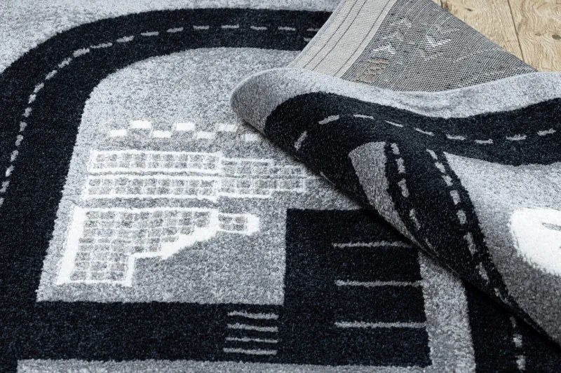 Dywany Łuszczów, Dětský kusový koberec Fun Track grey, 200x290, šedá, dětský pokoj
