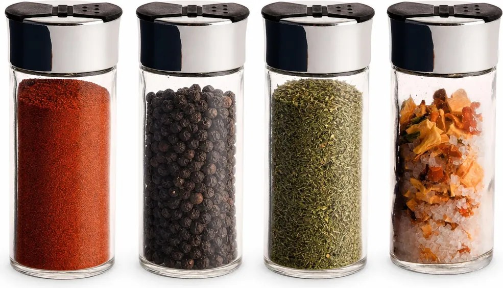 Orion Sada 6ks kořenek, skleněné, s černým víčkem a sypátkem, 6 x 100ml SPICE BLACK