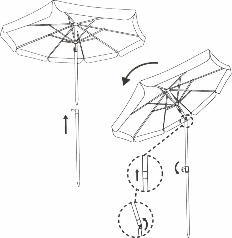 Zahradní slunečník 160 cm, modrý SPRINGOS VIVA BU0022