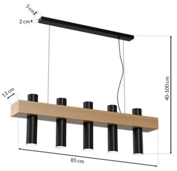Lustr na lanku WEST 5xGU10/25W/230V černá