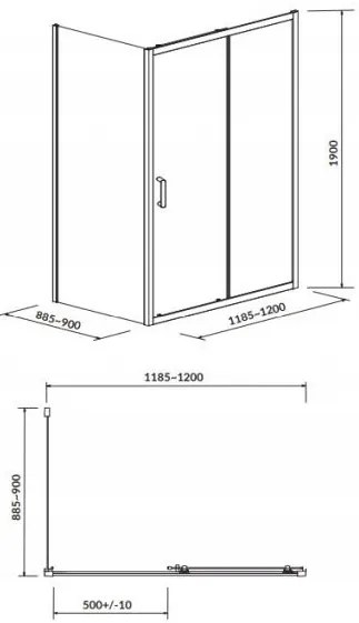 CERSANIT sprchový kout ARTECO, průhledný 120x90x190, chrom, S157-012