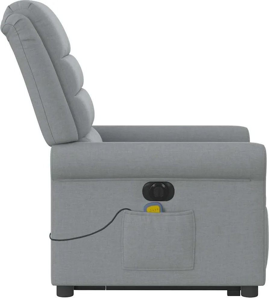 Elektrické zvedací masážní polohovací křeslo světle šedé textil 3303344