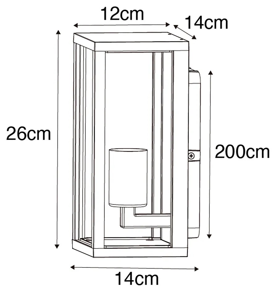 Chytrá nástěnná lampa rezavě hnědá 26 cm IP44 vč. Wi-Fi ST64 - Charlois