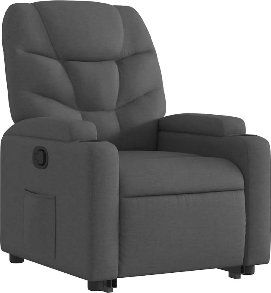 Zvedací polohovací křeslo tmavě šedé textil 3204597