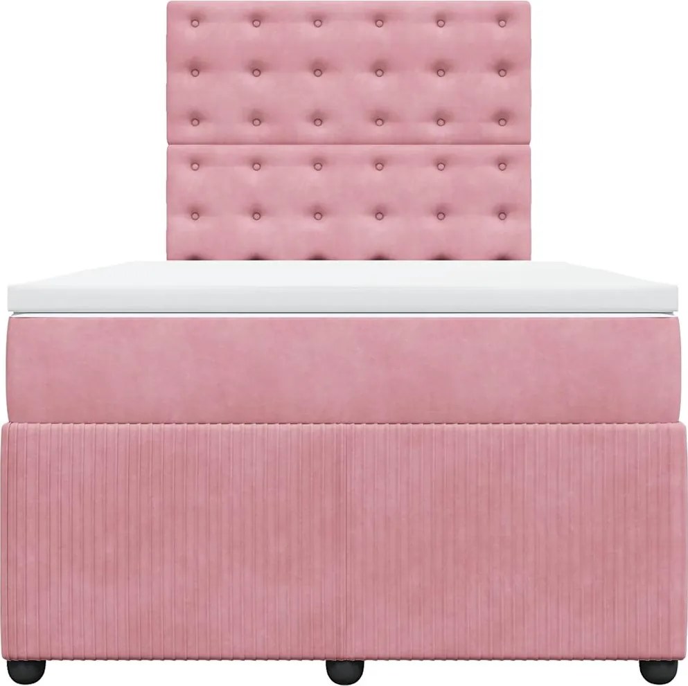 Box spring postel s matrací růžová 120 x 200 cm samet 3294627