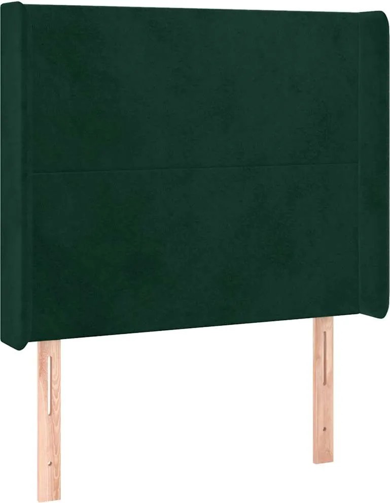 Box spring postel s matrací a LED tmavě zelená 90x200 cm samet 3139424